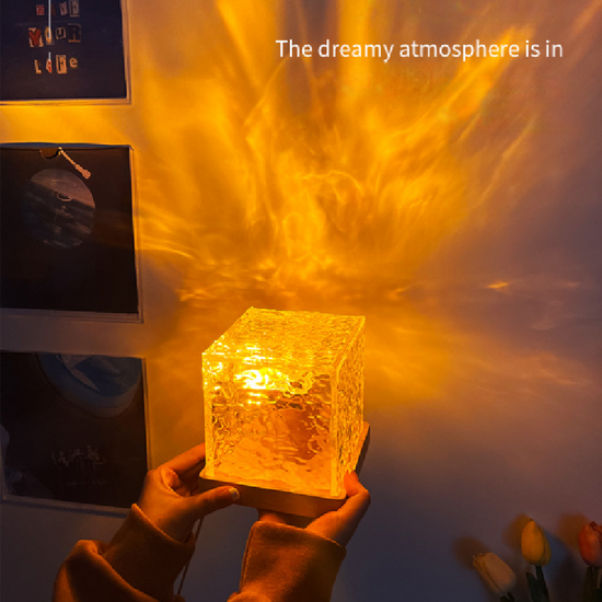 RGB Atmosphere Rotating Water Ripple Wave Lamp Warm Light Bedroom Ligh ...